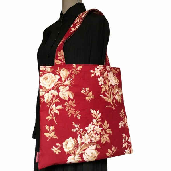 Grand Totebag Rouge Bordeaux - Création - Sac Tissu Vintage
